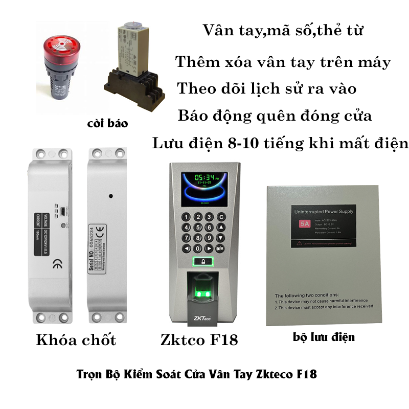 Trọn Bộ Khóa Vân Tay Cửa Cổng Zkteco F18 - TECH HOUSSE